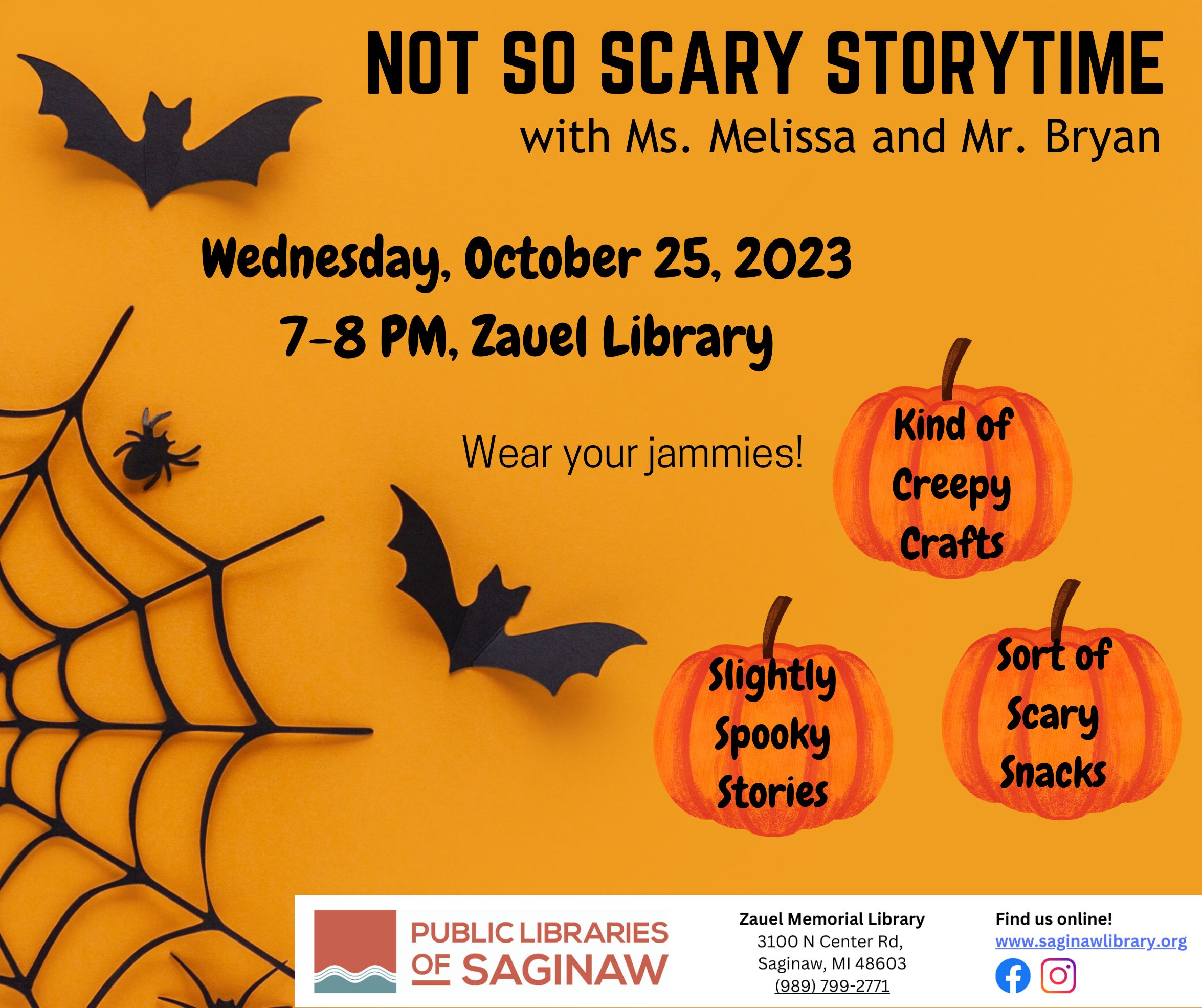 Not-so-Scary Halloween Pajama Story Time | Public Libraries of Saginaw